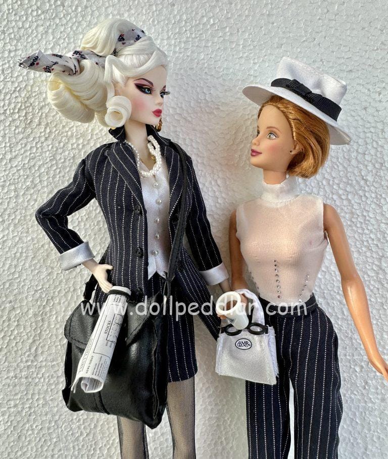 Barbie and JHD Miss Fox Wearing Barbie Pinstripe Ensemble – Doll Peddlar