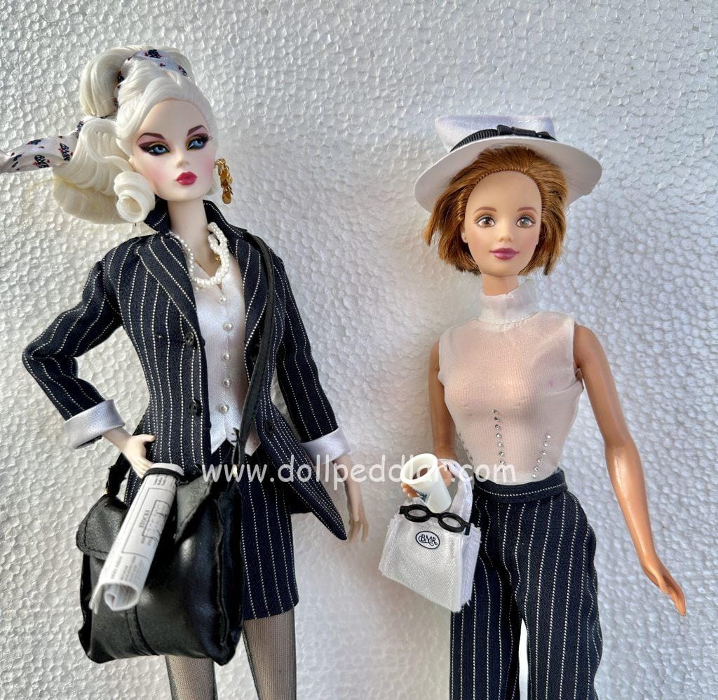 Barbie and JHD Miss Fox Wearing Barbie Pinstripe Ensemble – Doll Peddlar