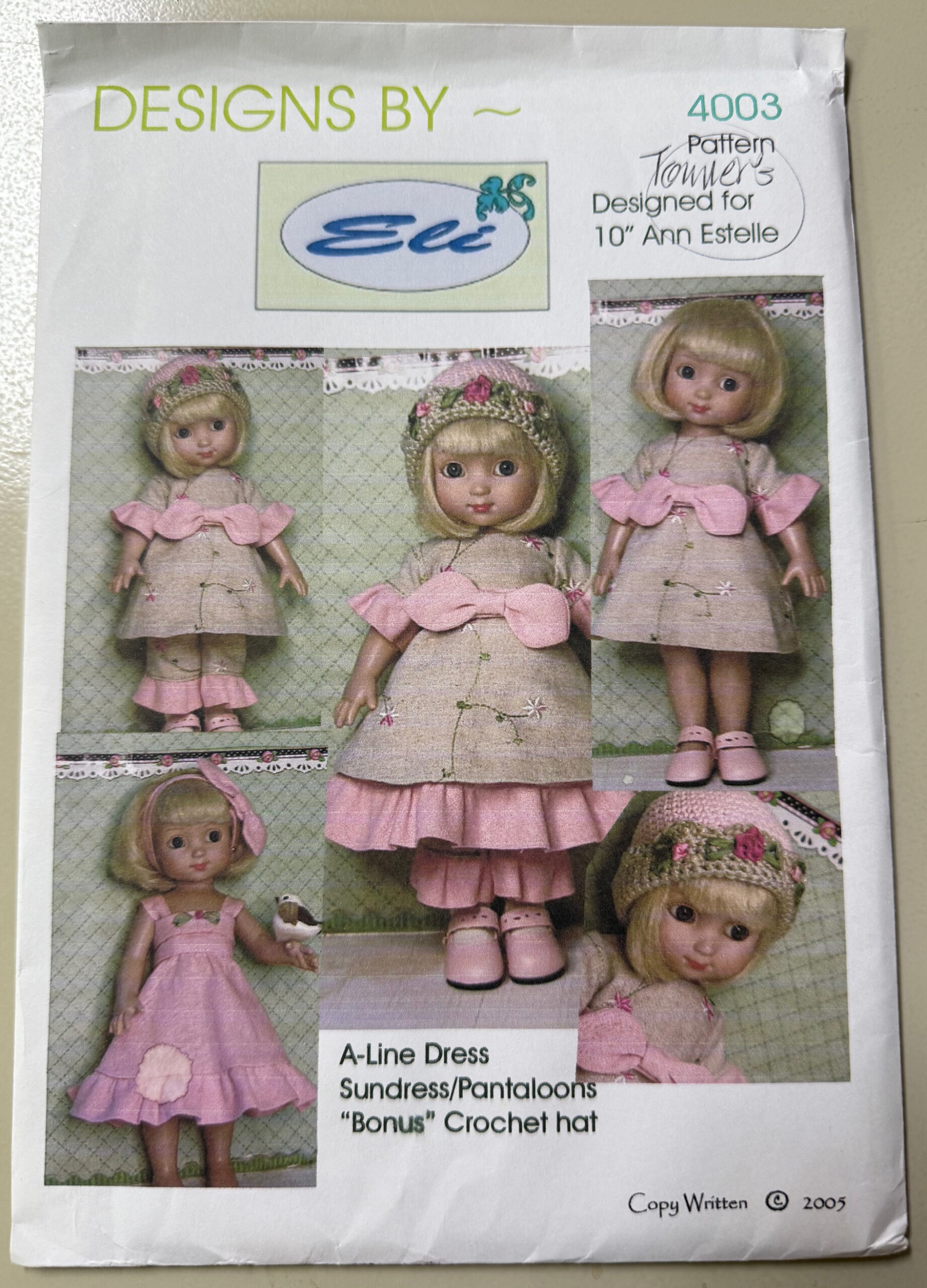 Designs by Eli Doll Pattern #4003 (For 10″ Ann Estelle) – Doll Peddlar